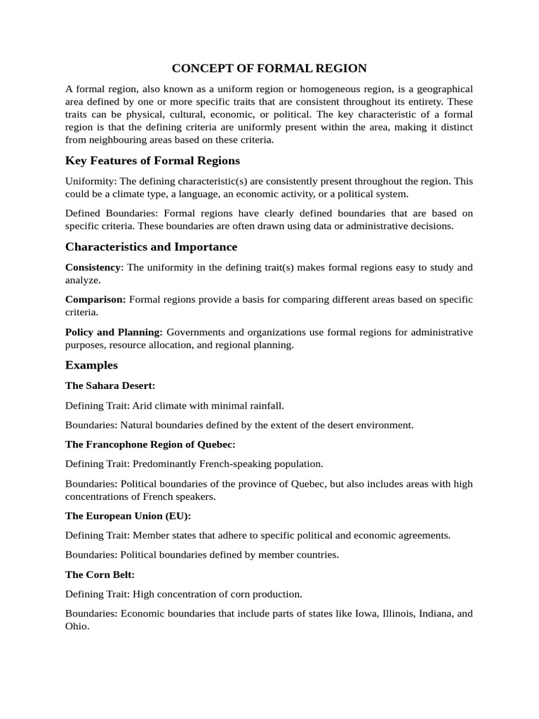 Understanding Formal Regions in Geography | PDF | Transport | Economics