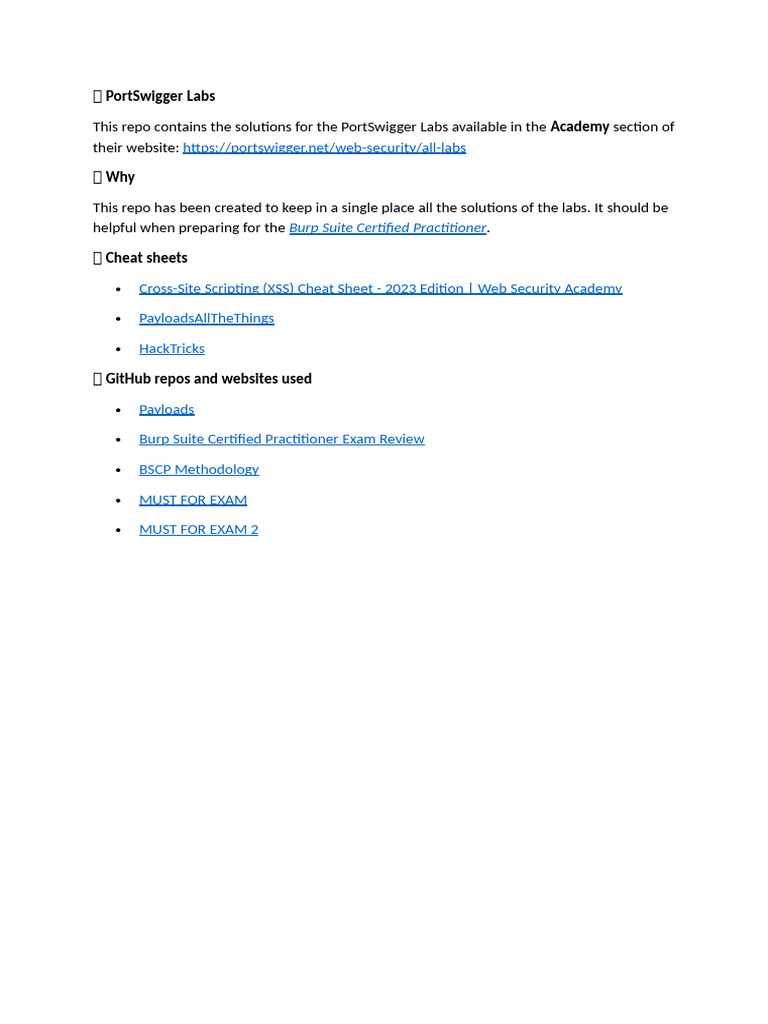 PortSwigger Labs Solutions Repository | PDF