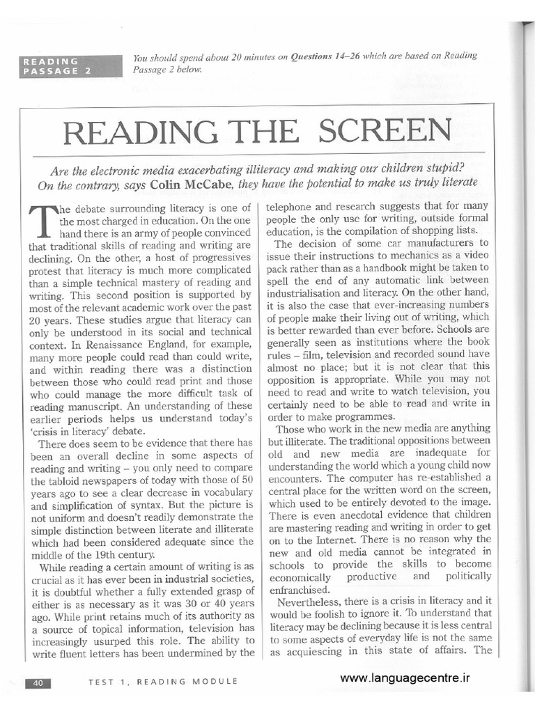 Reading The Screen | PDF