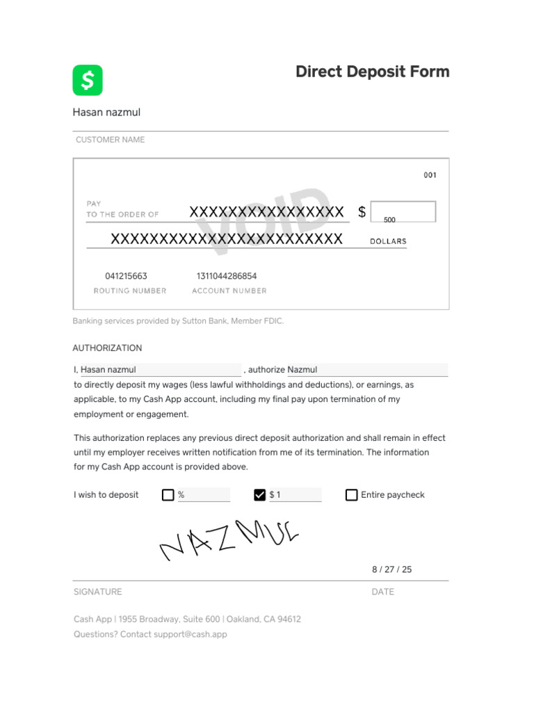 Direct Deposit Authorization Form 2 | PDF