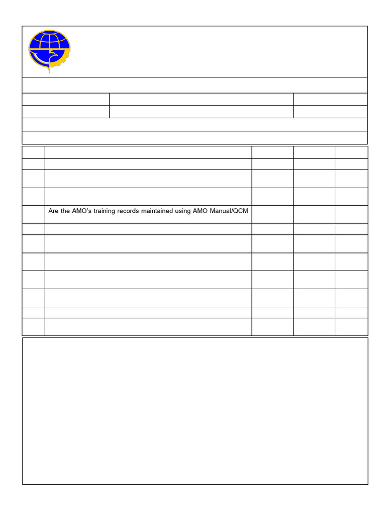 DGCA Form 145-60 AMO Inspection - Training Program and Training Record ...
