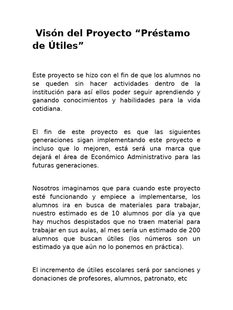 Vision Del Proyecto | PDF