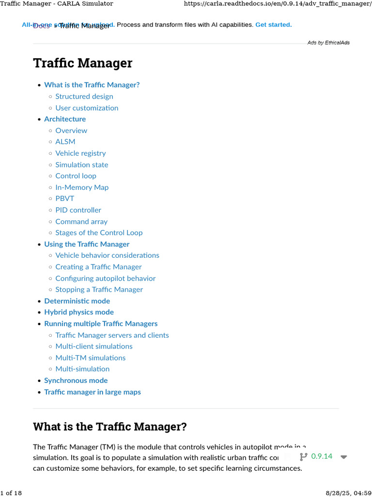 Traffic Manager - CARLA Simulator | PDF | Traffic | Synchronization