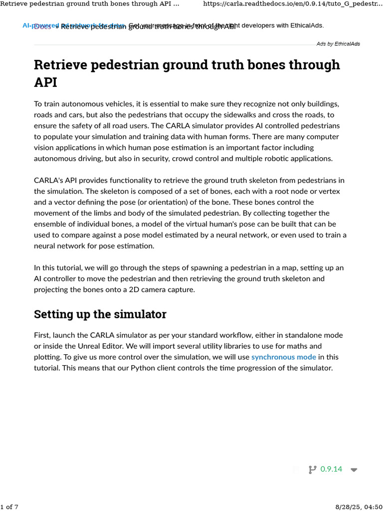 CARLA API: Retrieve Pedestrian Bones | PDF | Camera | Computing