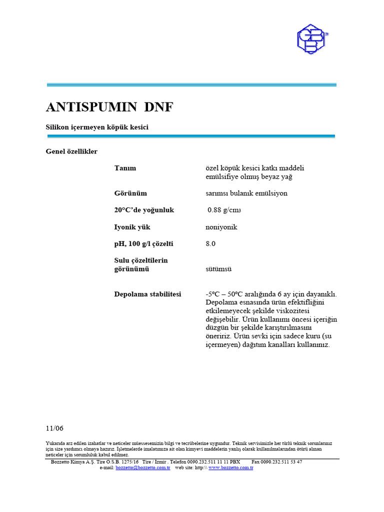 Antispumin DNF Tds TR | PDF