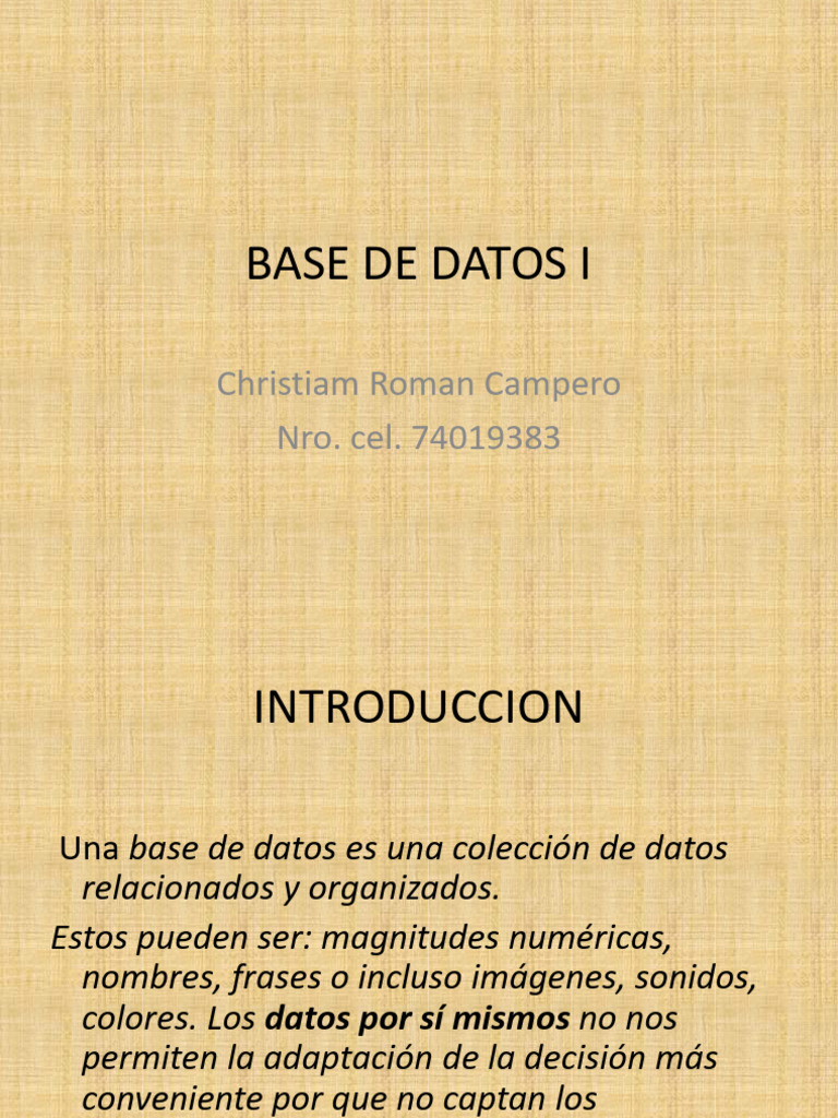 Introducción a Bases de Datos y SGBD | PDF | Bases de datos | Objeto ...