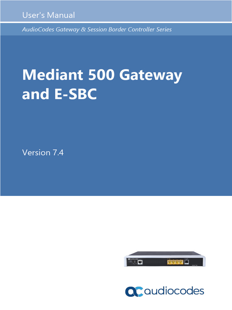 Mediant 500 Gateway and e SBC Users Manual Ver 74 | PDF | Session Initiation Protocol | Command ...