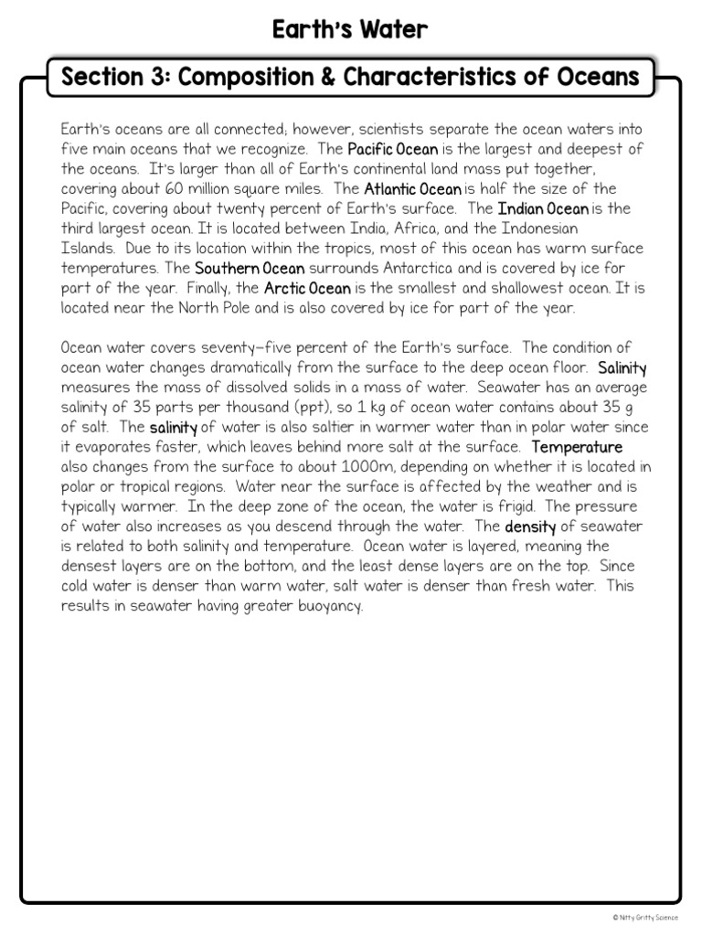 Characteristics of Earth's Oceans | PDF | Oceans | Seawater