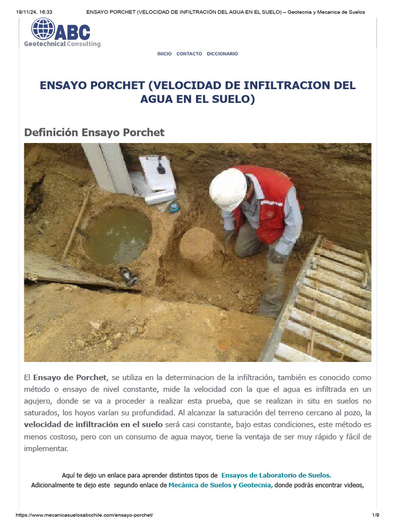 Ensayo Porchet: Infiltración de Agua | PDF | Ingeniería geotécnica ...