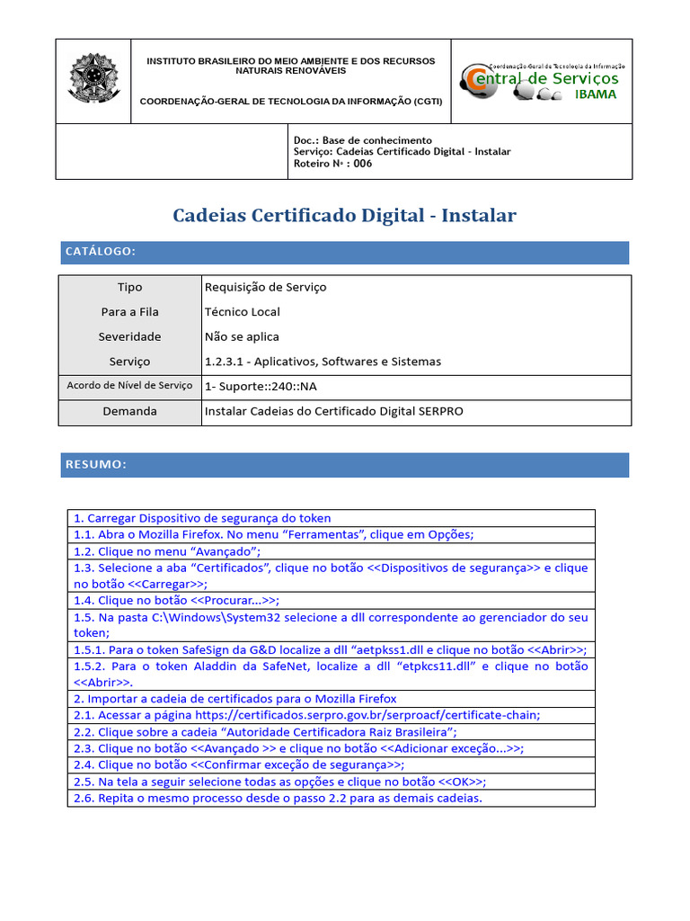 POP-006 - Certificado Digital (Cadeias) - Instalar | PDF | Tecnologia ...