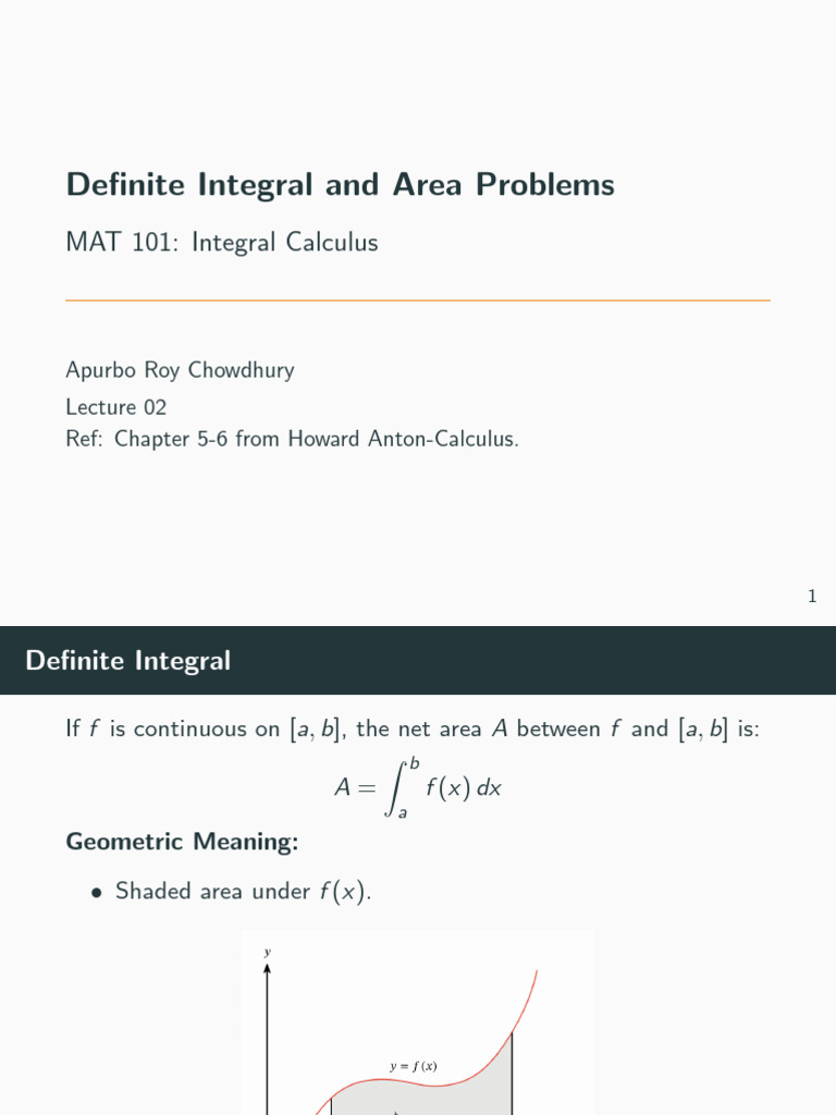 MAT101 Integral Lecture02b Area Problem | PDF | Integral | Mathematical ...