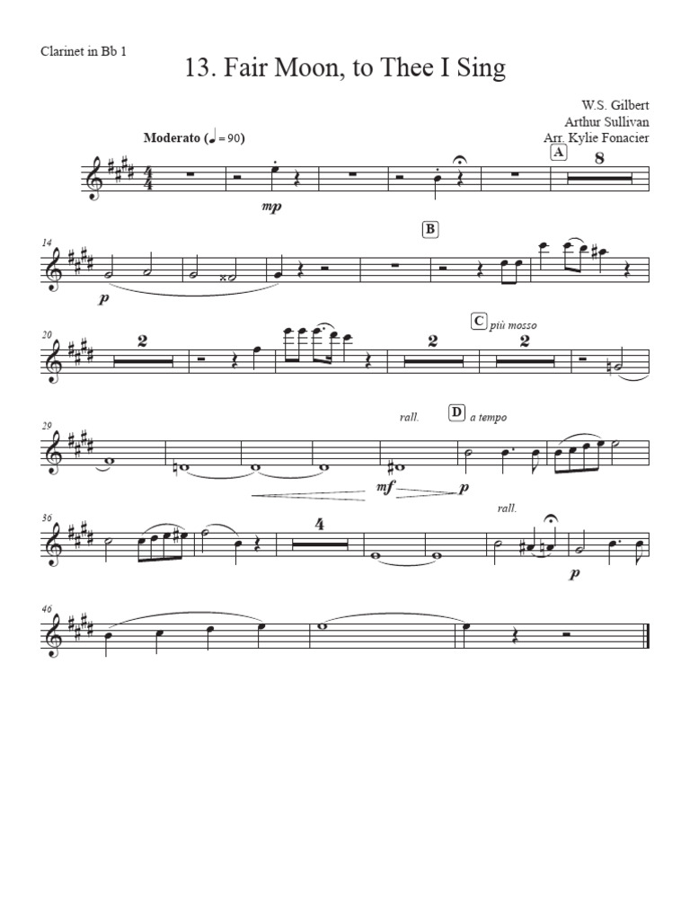 13 - Fair Moon, To Thee I Sing - CLARINET in BB 1 | PDF