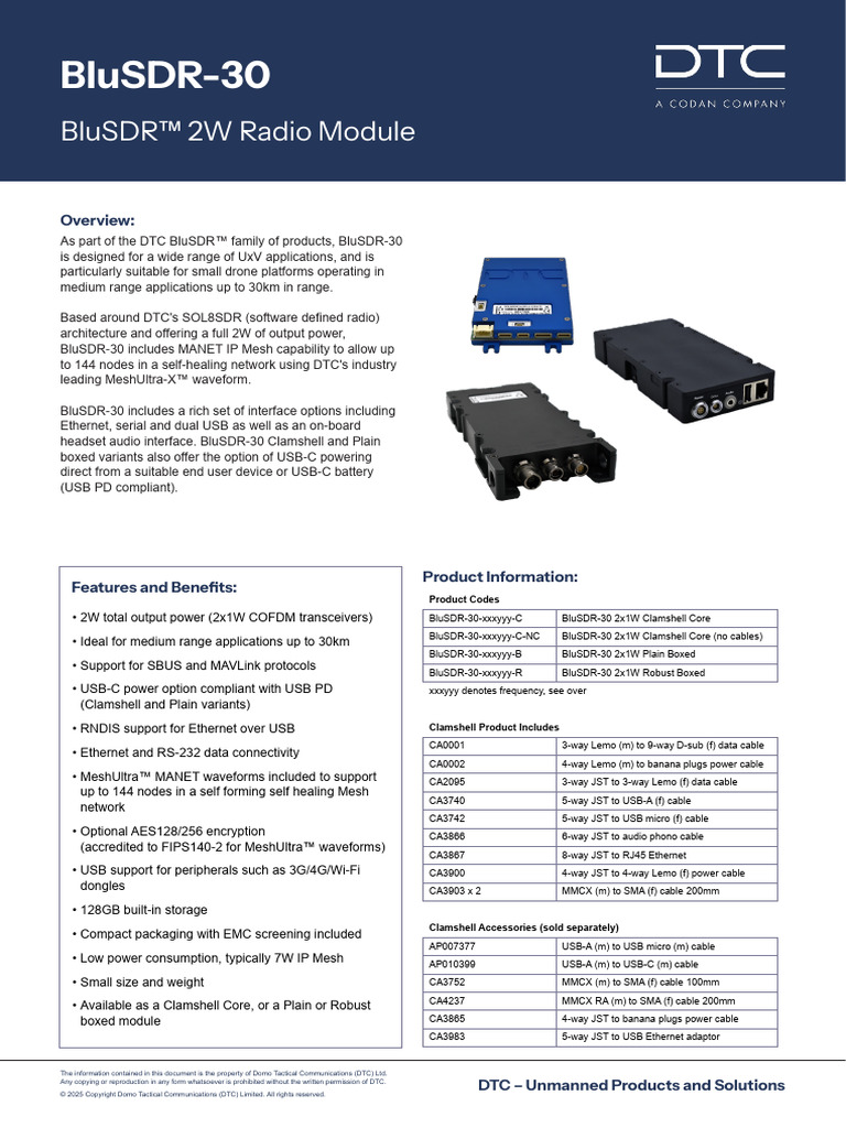 BluSDR-30 Radio Module Overview | PDF | Usb | Data Transmission