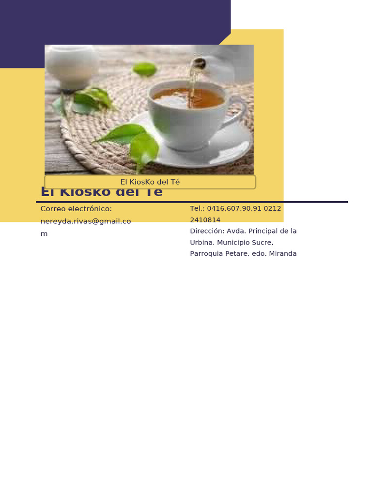 Kiosko del Té: Infusiones y Dulces Naturales | PDF | Té | Sustentabilidad