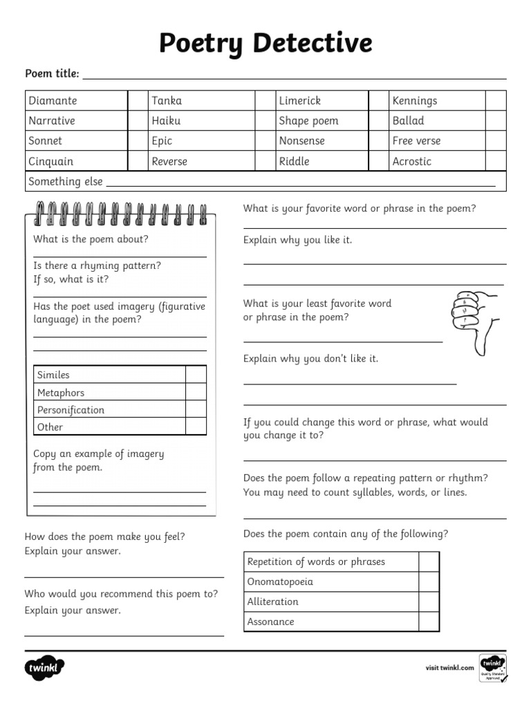 Poetry Analysis Worksheet | PDF