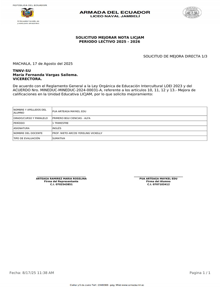 Solicitud de Mejora Directa 1 3 17-08-2025 | PDF