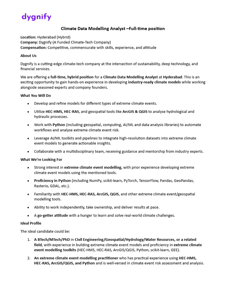 JD ClimateDataModellingAnalyst FullTime | PDF | Artificial Intelligence | Intelligence (AI ...