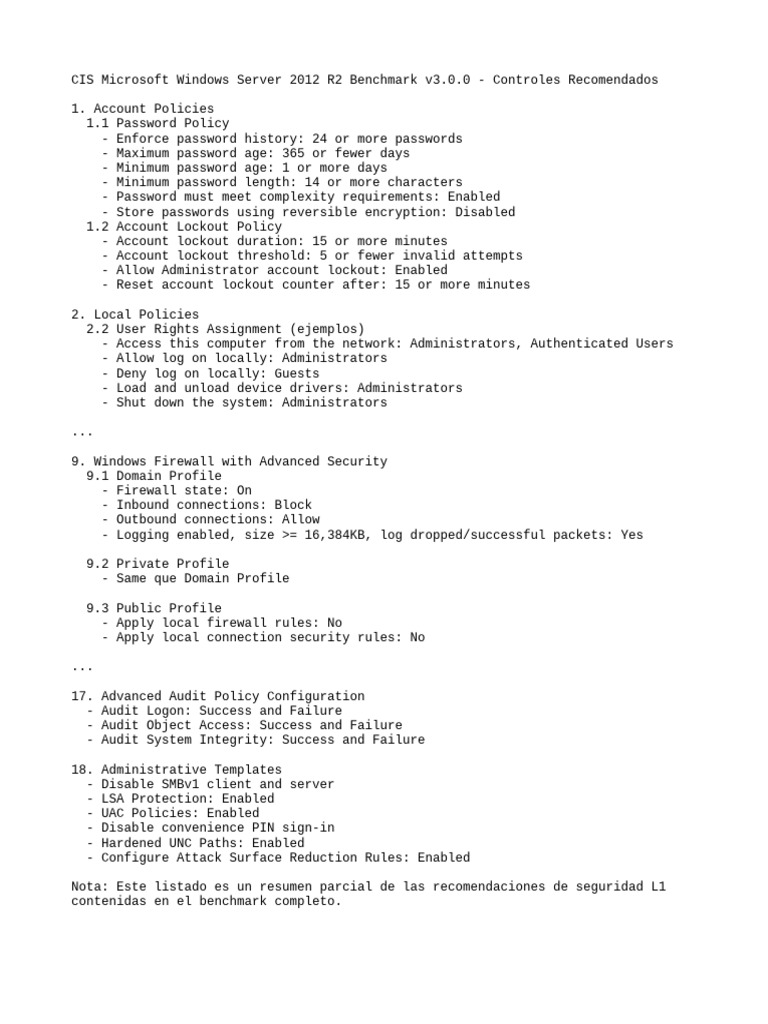Windows Server 2012 R2 Security Benchmark | PDF