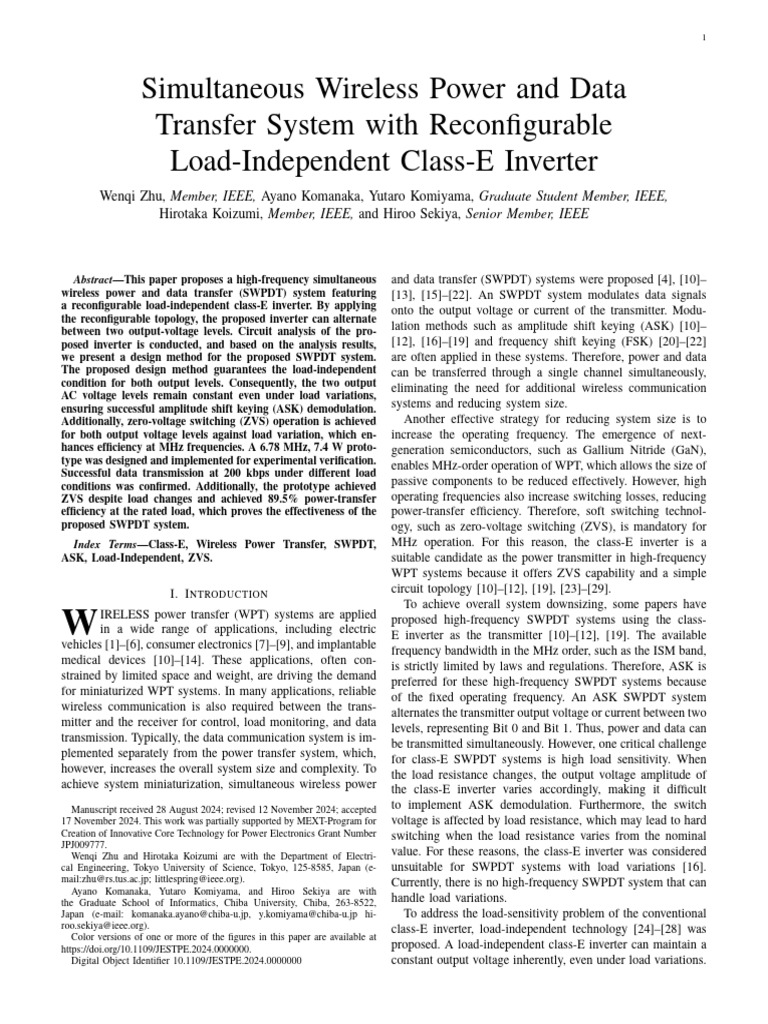 Wireless Power and Data Transfer System | PDF | Power Inverter | Power ...