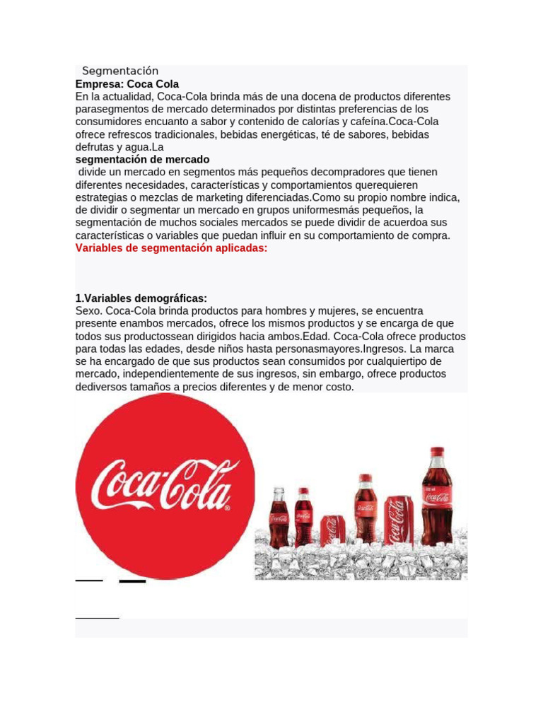 Segmentación de mercado de Coca-Cola | PDF | Coca Cola | Segmentación ...