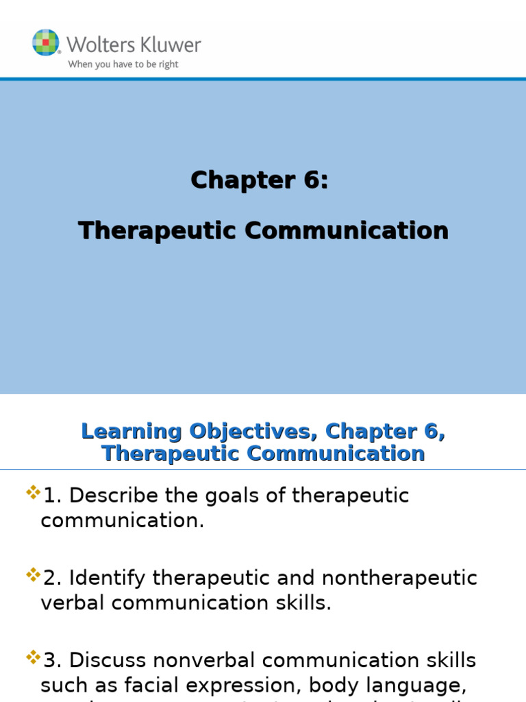 Therapeutic Communication Skills Guide | PDF | Nonverbal Communication ...