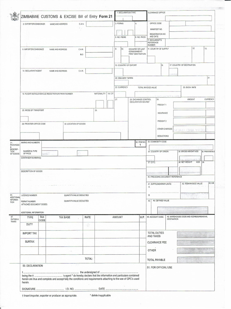 Blank Form 21 Page 1 | PDF