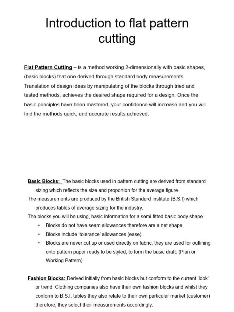 Flat Pattern Cutting Techniques Explained | PDF | Seam (Sewing) | Clothing