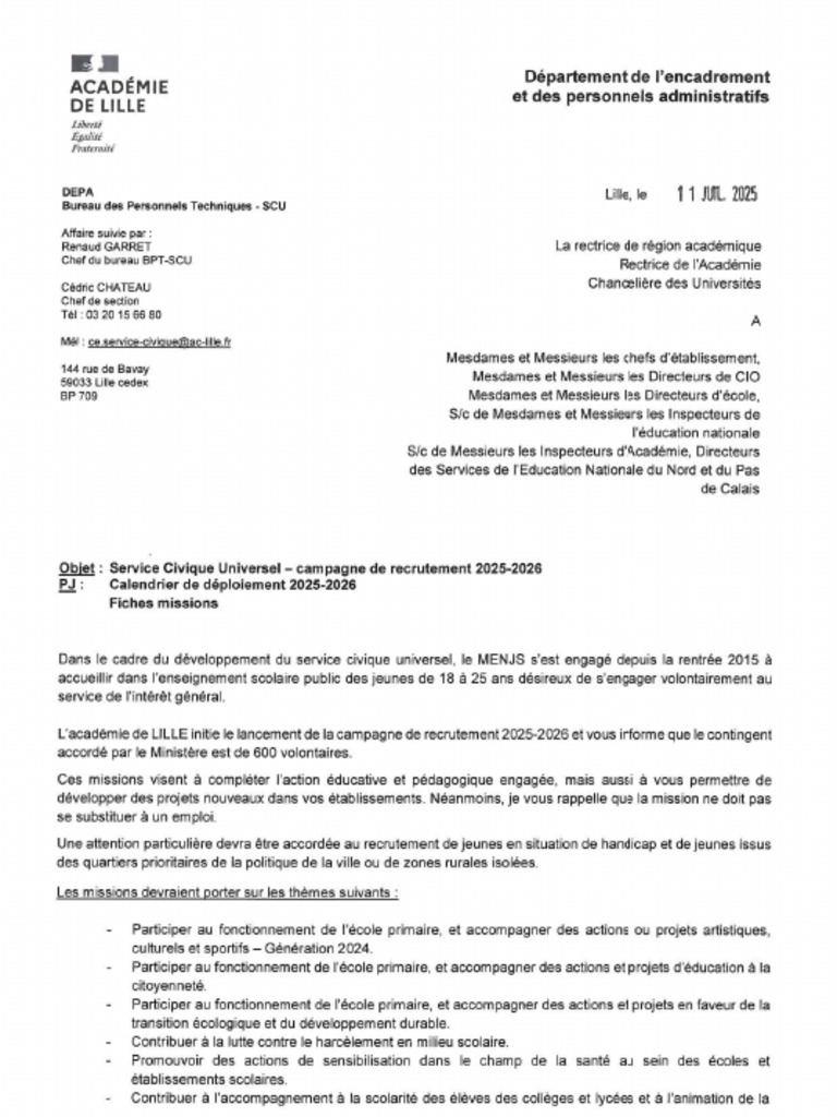 SCU 2025-2026 - Note de Lancement | PDF