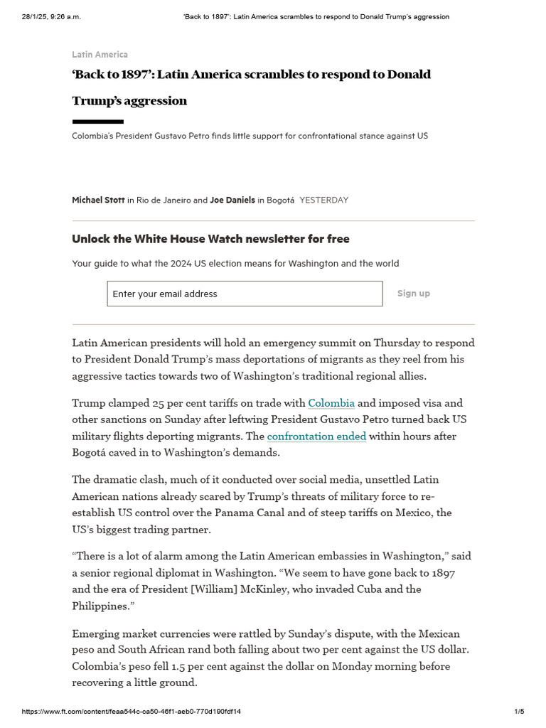 Back To 1897' - Latin America Scrambles To Respond To Donald Trump's ...