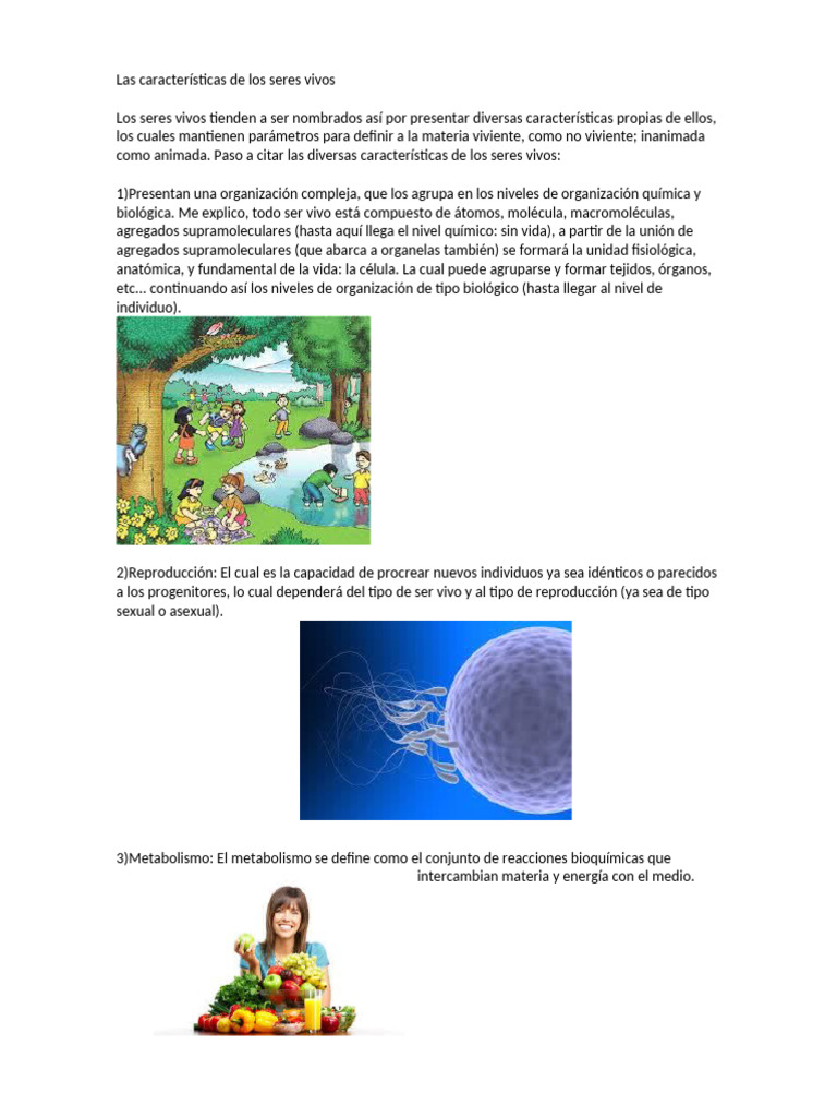 Características Esenciales de los Seres Vivos | PDF | Organismos ...