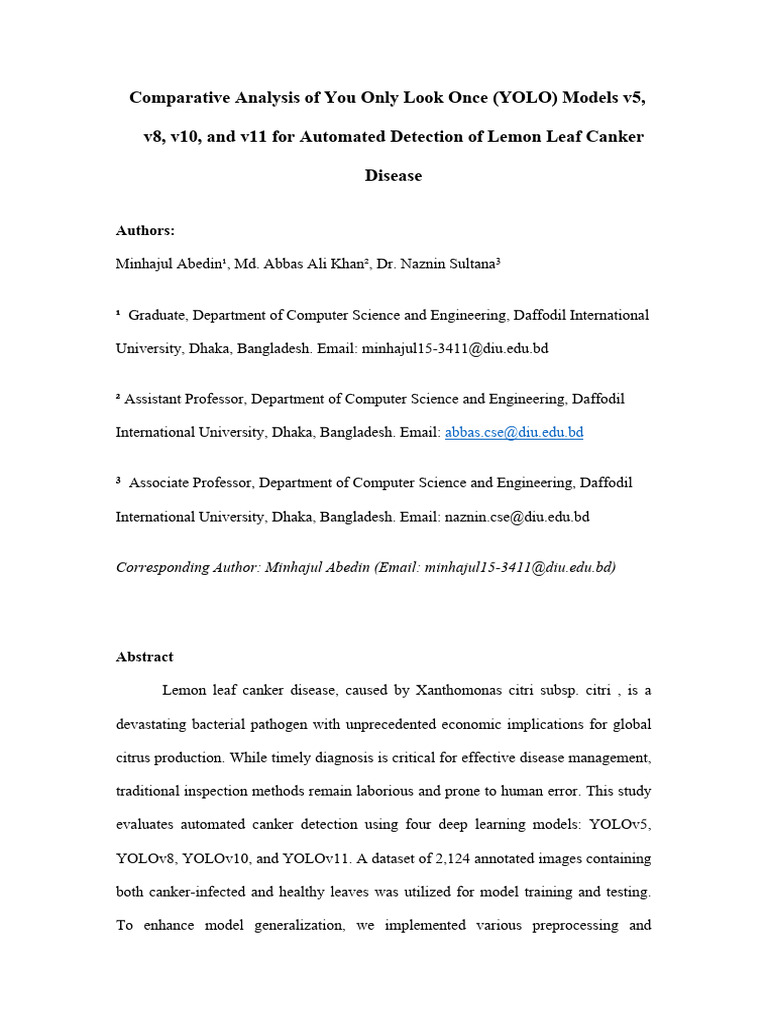 Comparative Analysis of You Only Look Once (Yolo) Models V5, V8, V10, and V11 For Automated ...