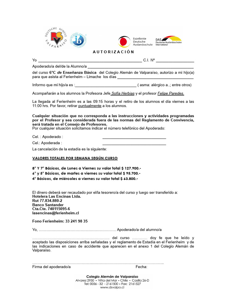 Carta AutorizaciÃ³n Apoderados - 2025 | PDF