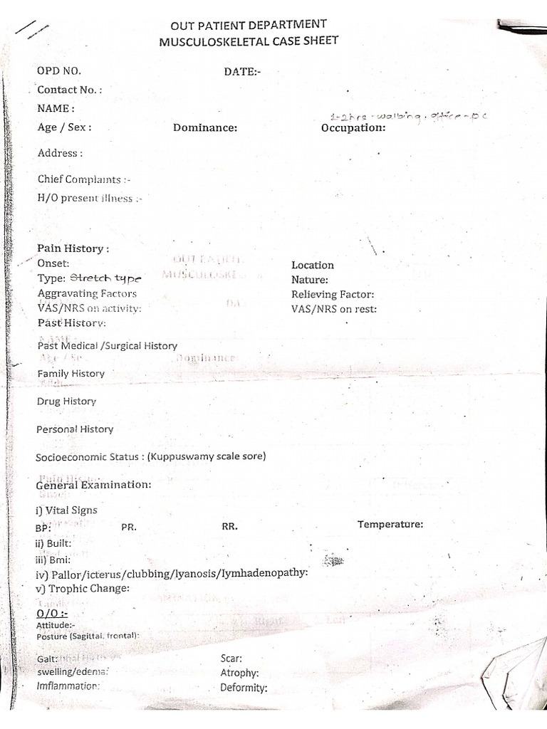 MSK Proforma | PDF