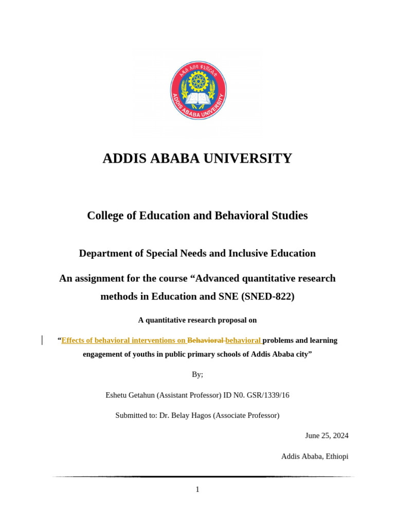 Eshetu - Proposal Feed Back | PDF | Behavioural Sciences ...
