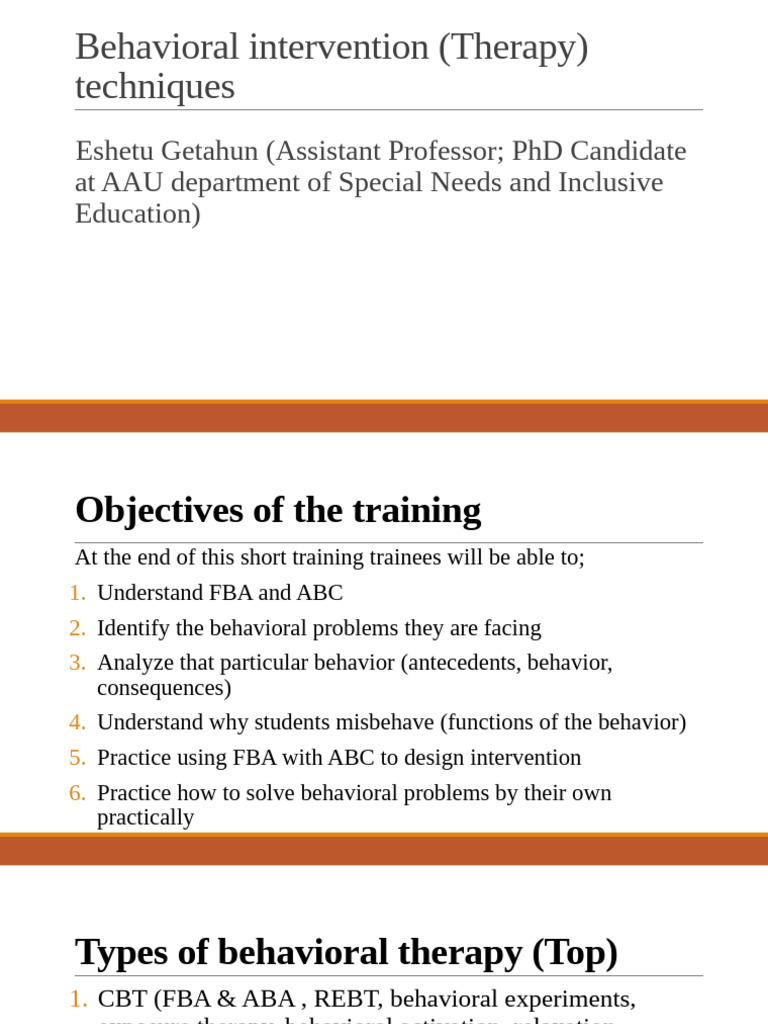 Behavioral Intervention (Therapy) Techniques | PDF | Reinforcement ...