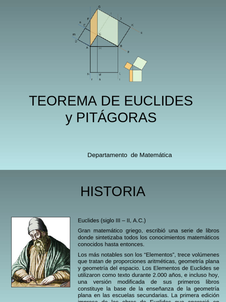 Teoremas de Euclides y Pitágoras | PDF | Geometria clasica | Geometría ...