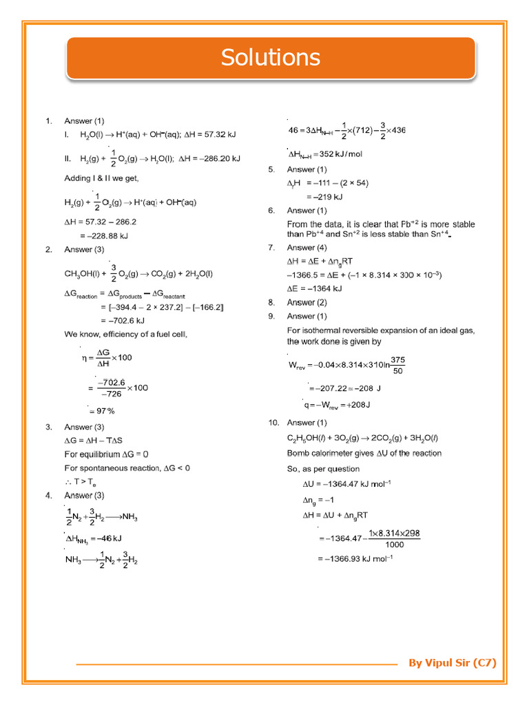 Assignment - Thermodynamics - (Sol) | PDF