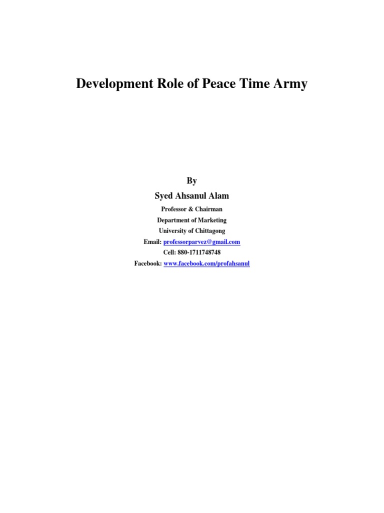 Development Role of Peace Time Army | PDF | Military | Peacekeeping