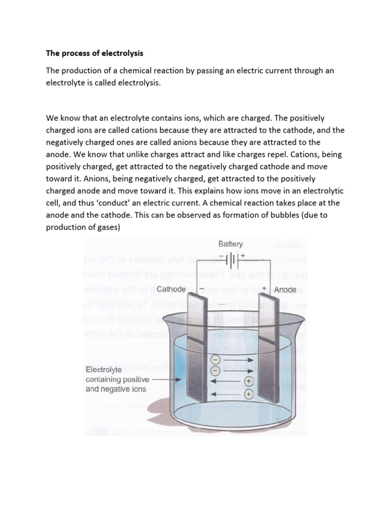 The Process of Electrolysis | PDF