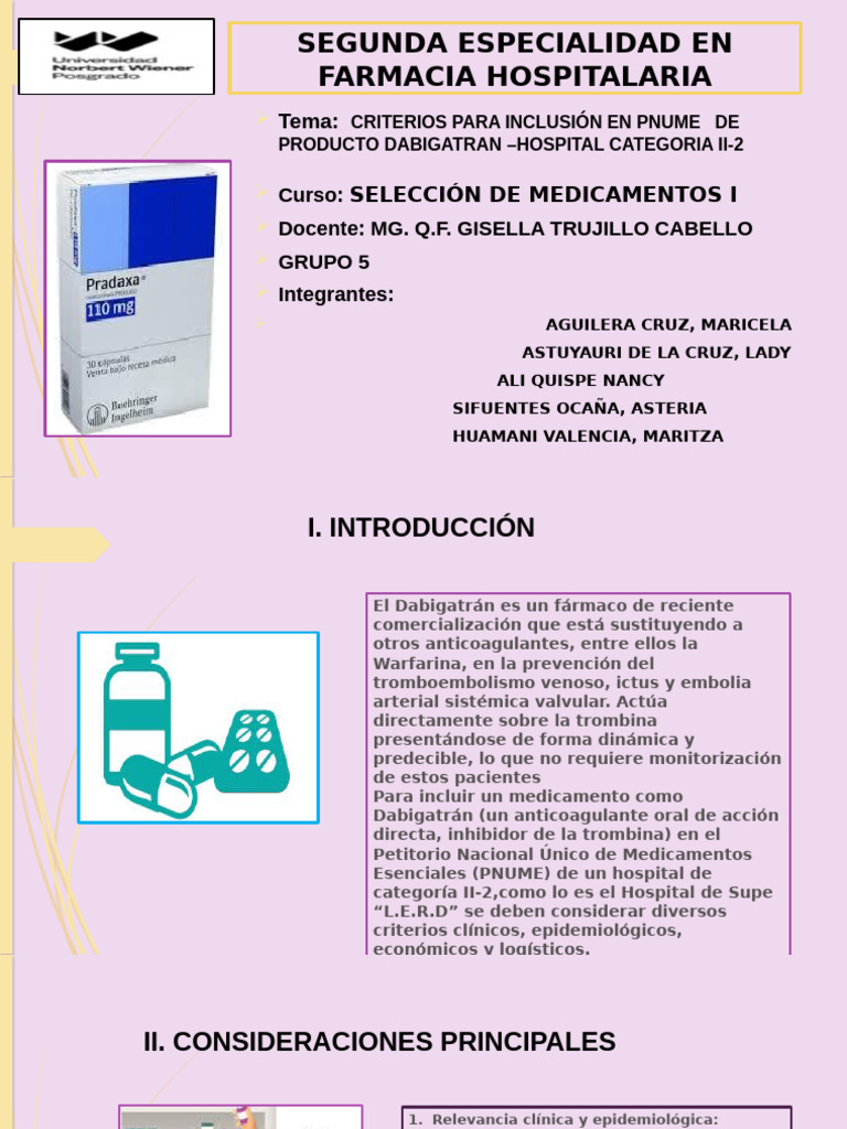 Criterios para Incluir DABIGATRAN A PNUME | PDF | Especialidades ...