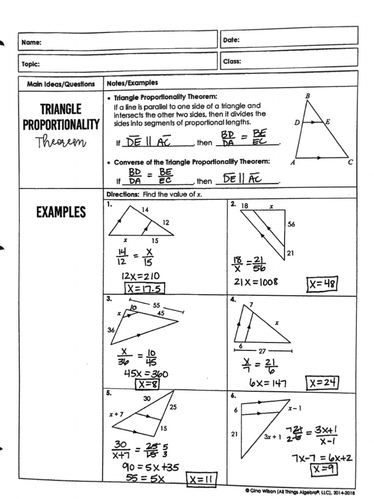 2a Triangle Proportionality Key | PDF