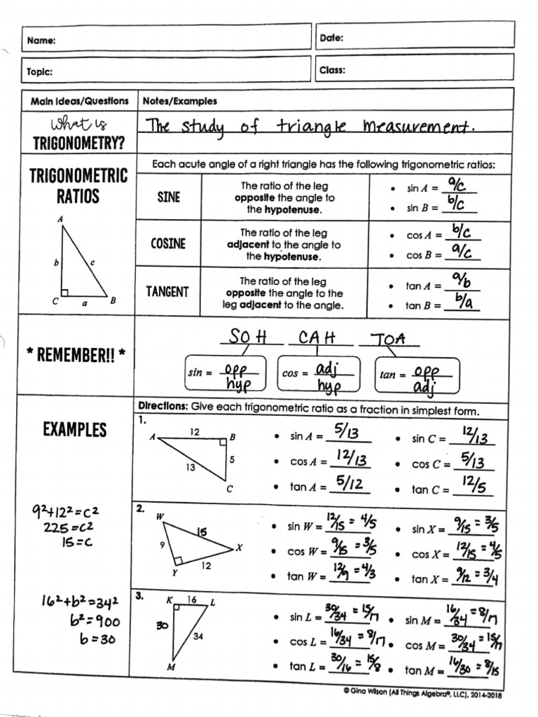 2a Trig Ratio Practice Key-1 | PDF