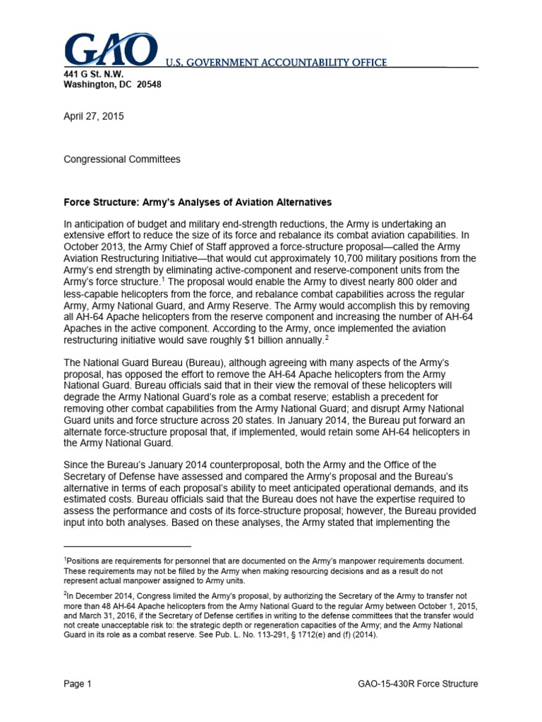 Gao 15 430r Army Aviation | PDF | United States Army | Audit