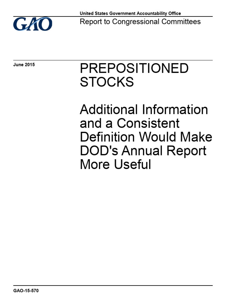 Gao 15 570 Prepo Stocks | PDF | United States Department Of Defense ...