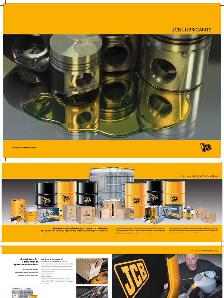 JCB Lubricant Brochure 2009 | PDF | Motor Oil | Transmission (Mechanics)