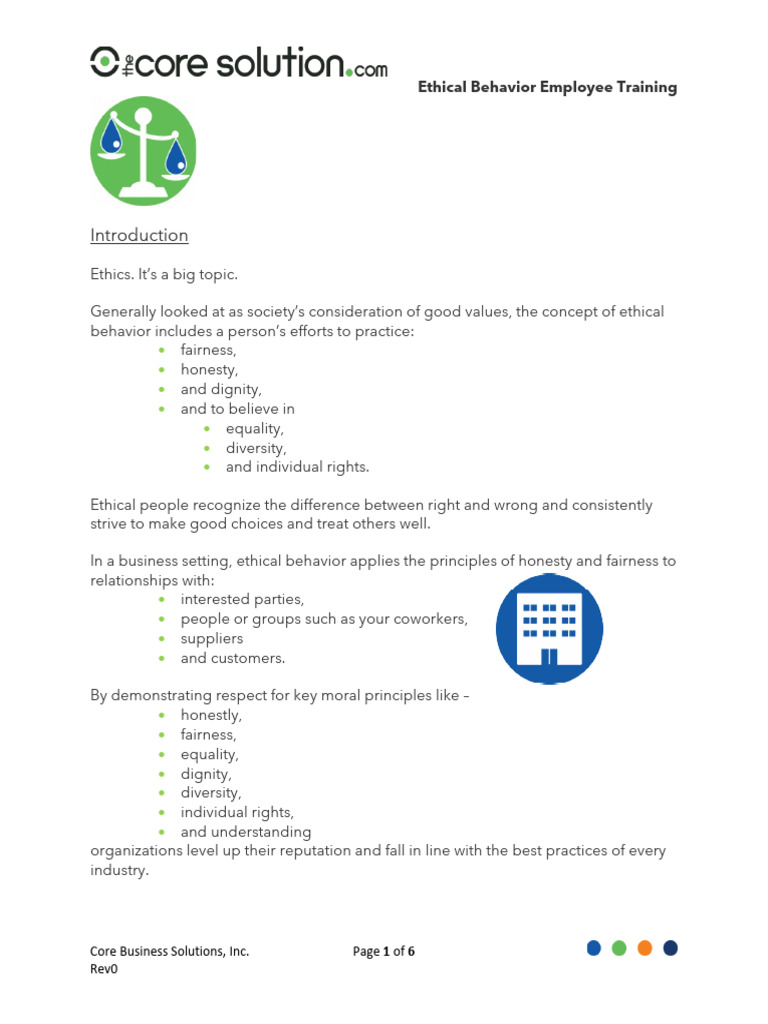 Ethical Behavior Training for Employees | PDF | Employment | Value (Ethics)