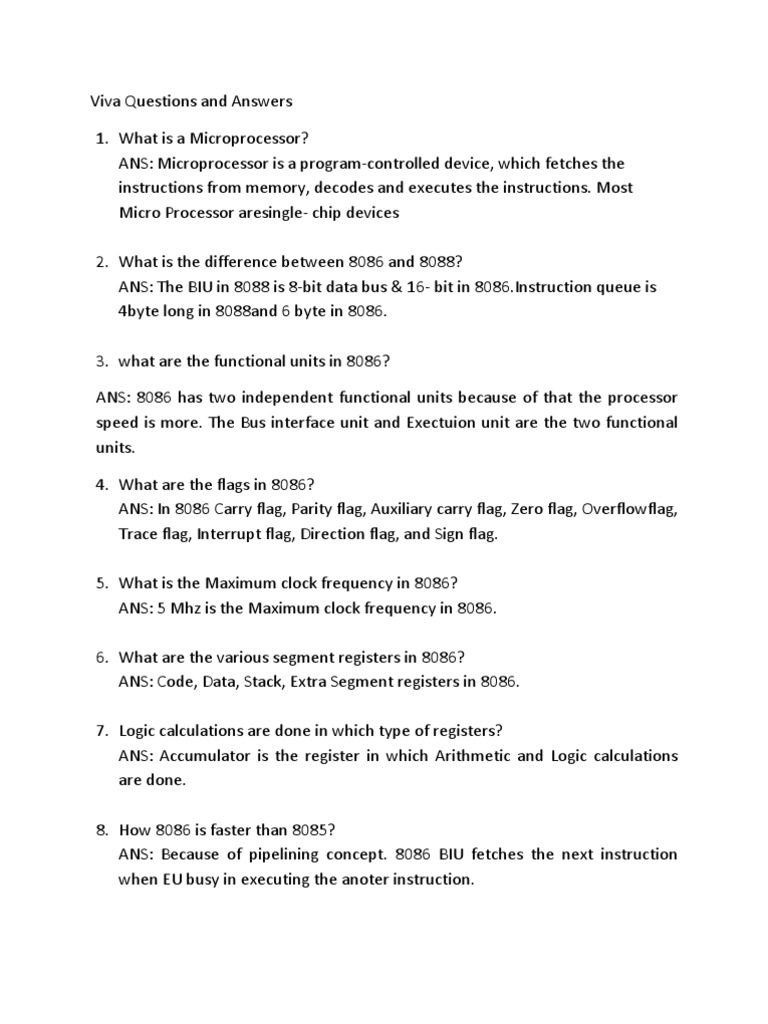 Viva Questions and Answers | Download Free PDF | Instruction Set ...