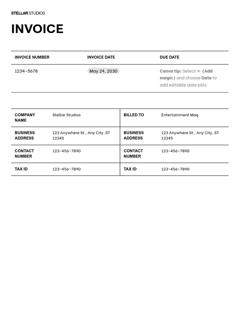 TV and Film Production Invoice Doc in Black White Basic Style PDF | PDF ...