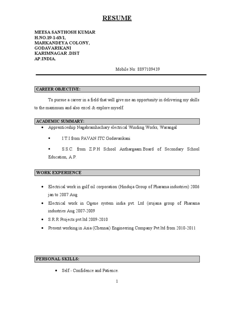 Resume of Sathish | PDF