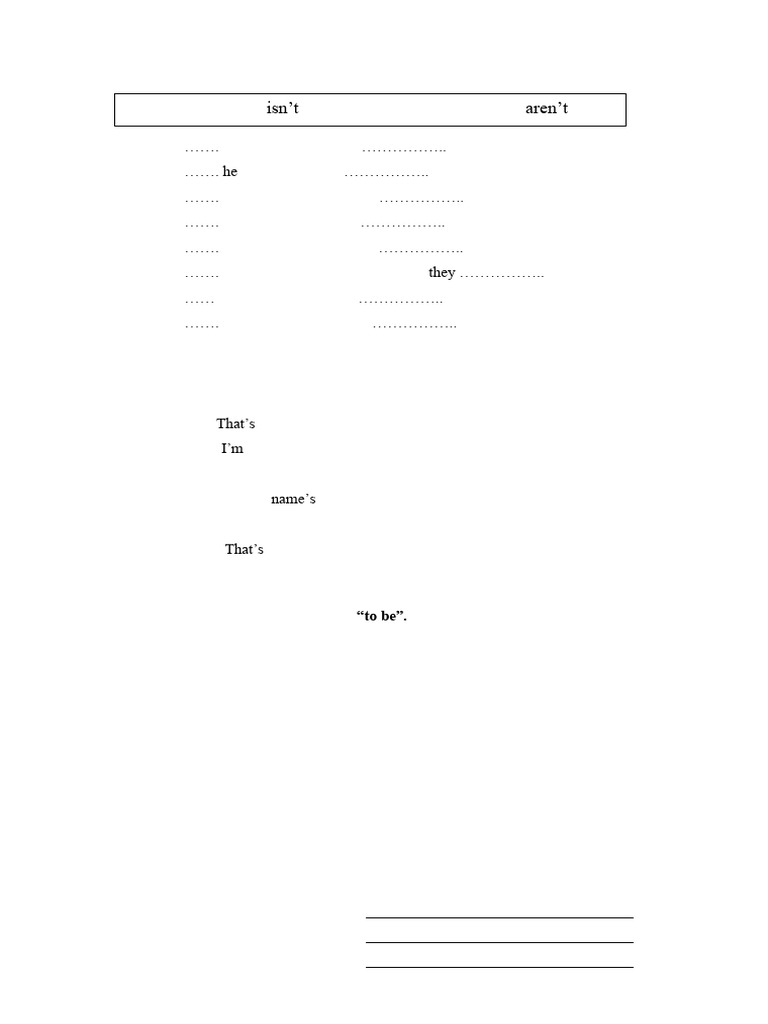 Verb To Be, Possessive Adjectives | PDF